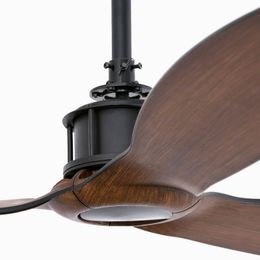 Faro Barcelona Deckenventilator Just Fan M, schwarz/Holz dunkel