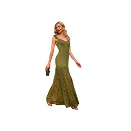 FIDDY Zipfelkleid Strapses schmales grünes Kleid mit hoher Taille und langem Rock