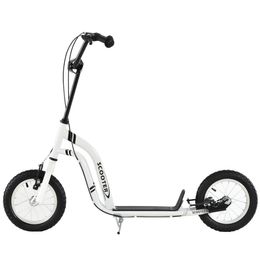 HOMCOM Kinderroller Scooter Tretroller Cityroller Kinder Roller Kickboard mit Luftreifen 12 Zoll Wei