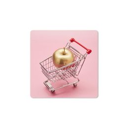 MuchoWow Gaming Mauspad Stillleben eines Miniatur-Einkaufswagens mit einem goldenen Apfel (1-St)