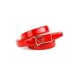 Anthoni Crown Ledergürtel mit Designer Schließe in schmaler Form, Lack-Optik, rot