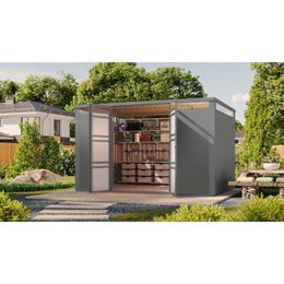 Karibu Gartenhaus Gartenhaus "Leto 3", BxT: 344,5x231 cm, staubgrau oder anthrazit, grau