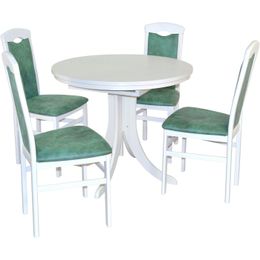 HOFMANN LIVING AND MORE Essgruppe 5tlg. Tischgruppe, (Spar-Set, 5-tlg., 5tlg. Tischgruppe), Stühle montiert, weiß