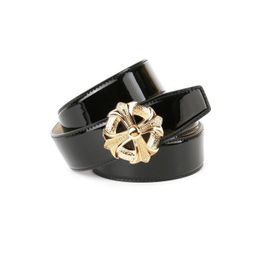 Anthoni Crown Ledergürtel Lackledergürtel mit runder Schließe als stilisiertes Kreuz, schwarz