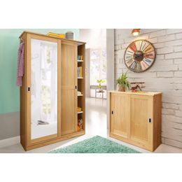 Home Affaire Garderobenschrank Nekso mit Spiegel, Breite 114 cm, aus MDF oder Massivholz, FSC®, beige