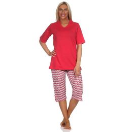 Normann Pyjama Damen Capri Pyjama mit 3/4 Capri Shorts
