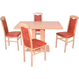HOFMANN LIVING AND MORE Essgruppe 5tlg. Tischgruppe, (Spar-Set, 5-tlg., 5tlg. Tischgruppe), Stühle montiert, beige