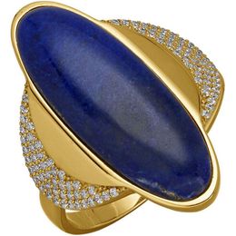 Firetti Fingerring Schmuck Geschenk Silber 925 Damenring Ring Oval, mit Lapislazuli, Zirkonia (synth), blau|gelb|goldfarben|weiß
