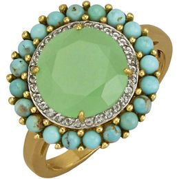 Firetti Fingerring Schmuck Geschenk Silber 925 Damenring Ring Kreis rund, mit Jade, Weißtopas, Türkis (behandelt), blau|gelb|goldfarben|grün|silberfarben|weiß