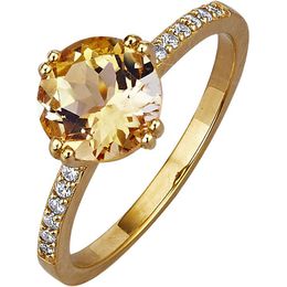 Firetti Fingerring Schmuck Geschenk Silber 925 Damenring Ring, mit Citrin oder Amethyst und Zirkonia (synth), gelb|goldfarben