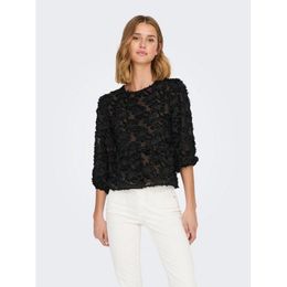 Jacqueline de Yong Blusenshirt Elegante 3/4 ASrm Bluse Mesh Blumen Shirt JDYKING 5633 in Schwarz