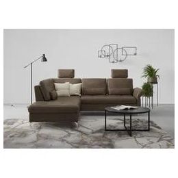 Ecksofa Inosign "Palm Beach L-Form", braun, B:259cm H:89cm T:224cm, 100%Polyester, Sofas, Federkern, mit Sitztiefenverstellung, wahlweise mit Bettfunktion