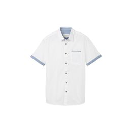 Tom Tailor Herren Kurzarmhemd mit Brusttasche, weiß, Uni, Gr. XL