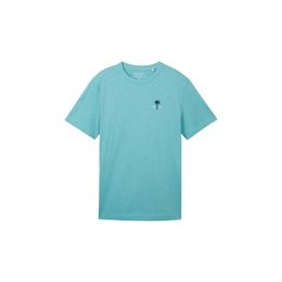 Tom Tailor Herren T-Shirt mit Bio-Baumwolle, blau, Uni, Gr. M