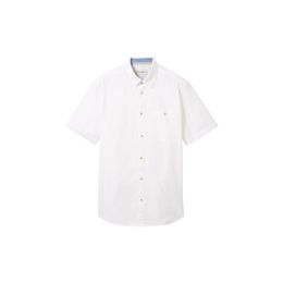 Tom Tailor Herren Kurzarmhemd mit Brusttasche, weiß, Uni, Gr. XL