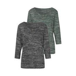 Lascana 3/4-Arm-Shirt mehrfarbig Gr. 32/34 für Damen. Mit Rundhals. Gerade. Nachhaltig.