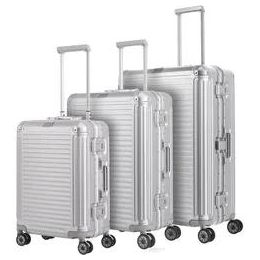 Travelite Next Aluminium-Trolley Set 3-teilig S/M/L 4 Rollen - Silber