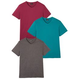 bonprix T-Shirt mit V-Ausschnitt (3er Pack)