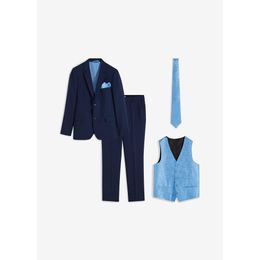bonprix Hochzeitsanzug Slim Fit (5-tlg.Set): Sakko, Hose, Weste, Krawatte, Einstecktuch