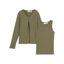 bonprix Mädchen Ripp-Shirtjacke + Top aus Bio-Baumwolle (2-tlg. Set)