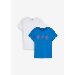 bonprix Basic T-Shirt mit Druck (2er Pack)