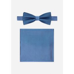 MONTI Fliege (Set, 2-St) Fliege im Minimal-Muster, mit farblich passendem Uni-Einstecktuch, blau