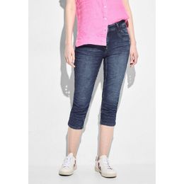 Cecil 3/4-Jeans mit Used-Look-Waschung, blau
