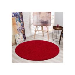 Hochflor-Teppich LOCA, Sanat, rund, Höhe: 30 mm, Wohnzimmer, Langflor, Shaggy, Schlafzimmer, rot