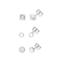 Celesta Silber Ohrstecker Set 925/- Sterling Silber Zirkonia weiß 1,0cm Glänzend