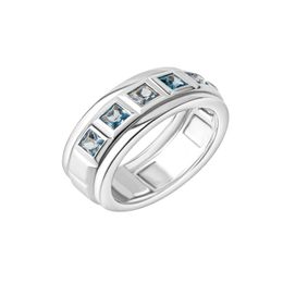 Celesta Silber Ring 925 Silber rhodiniert Blautopas 925/- Sterling Silber Blautopas beh. blau Glänzend (Größe: 056 (17,8))