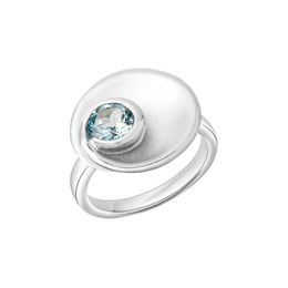 Celesta Silber Ring 925 Silber matt Blautopas 925/- Sterling Silber Blautopas beh. blau Glänzend (Größe: 056 (17,8))