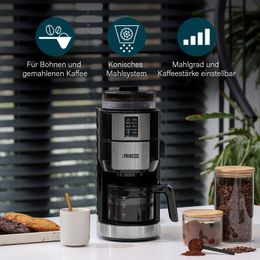 Princess Kaffeemaschine 6 Tassen mit Mahlwerk für Bohnen & Filterkaffee