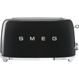 Smeg Toaster 2 scheiben TSF02BLEU mit Auftau- und Heizfunktion + Bageltaste, Edelstahl schwarz lackiert