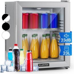 Klarstein Brooklyn 24 Mini-Kühlschrank Glastür LED Ablage - Silber-Metallic