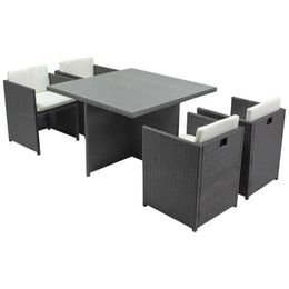 Concept-usine - Tisch und 4 Stühle aus Harz, ineinanderschiebbar, grau/weiß miami - Grau/Weiß