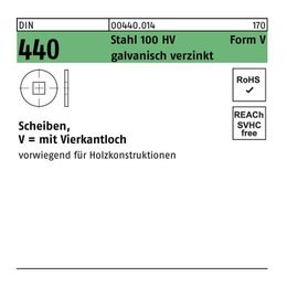 Scheibe DIN 440/ISO 7094 Form V V 22 x 72 x 6 Stahl 100 HV galvanisch verzinkt