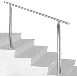 Edelstahl Handlauf Geländer Bausatz mit/ohne Querstreben für Treppengeländer innen & außen. Balkon (150cm. ohne Querstreben) - HENGDA