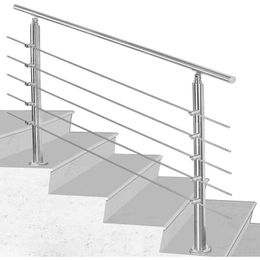 100cm Treppengeländer Edelstahl Handlauf Geländer für Treppen Brüstung Balkon 5 Querstreben. Innen und Außen - HENGDA