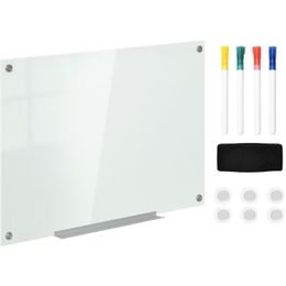 Vinsetto Glas Whiteboard, Memoboard, Whiteboard, 4 Stifte, 6 Magnete, 1 Schwamm,1 Ablage, Weiß - Weiß