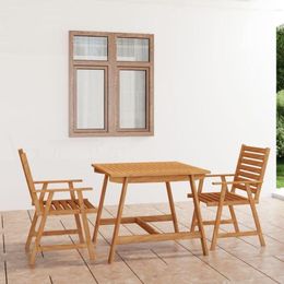 Bonnevie - 3-tlg. Gartenmöbel Set Sitzgruppe Garten mit Tisch und Stühlen - Massivholz Akazie BV664736