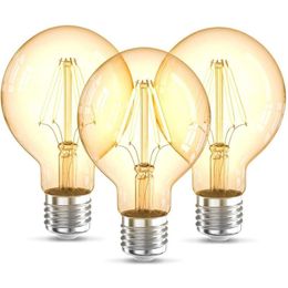 B.K.LICHT - 3x led Leuchtmittel Filament Vintage Industrie Lampe E27 Retro Glühbirne G80 4W - 30