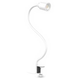 B.K.LICHT LED Klemmleuchte Leselampe flexibel Tischlampe Bettlicht Flexarm weiß 5W GU10 - 20