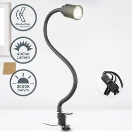 B.K.LICHT - led Klemmleuchte Leselampe flexibel Tischlampe Schreibtisch flex schwarz 5W GU10 - 10