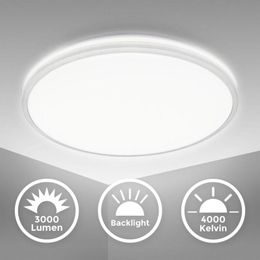 B.K.LICHT LED Deckenleuchte modern indirekte Beleuchtung Wohnzimmer Deckenlampe Silber 24W