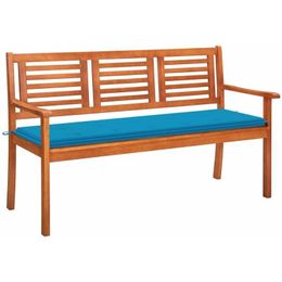 Bonnevie - 3-Sitzer-Gartenbank mit Auflage 150 cm Massivholz Eukalyptus vidaXL53885