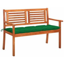 Bonnevie - 2-Sitzer-Gartenbank mit Auflage 120 cm Massivholz Eukalyptus vidaXL46140