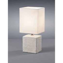 REALITY LEUCHTEN Tischleuchte ping Keramik Beige mit Stoff Lampenschirm Weiß, Höhe 29cm