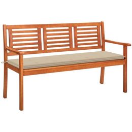 Bonnevie - 3-Sitzer-Gartenbank mit Auflage 150 cm Massivholz Eukalyptus vidaXL33432