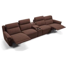 Sofanella - Stoff 4-Sitzer Kinosofa malito Dunkelbraun 386 x 101 x 98 cm - Dunkelbraun