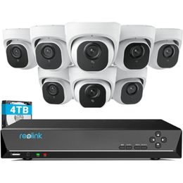 Reolink 4K überwachungskamera Set, Videoüberwachung mit 8X 8MP PoE ip Kamera und 16CH 4TB hdd nvr, Personenerkennung und Fahrzeugerkennung, IP66, 30M ir